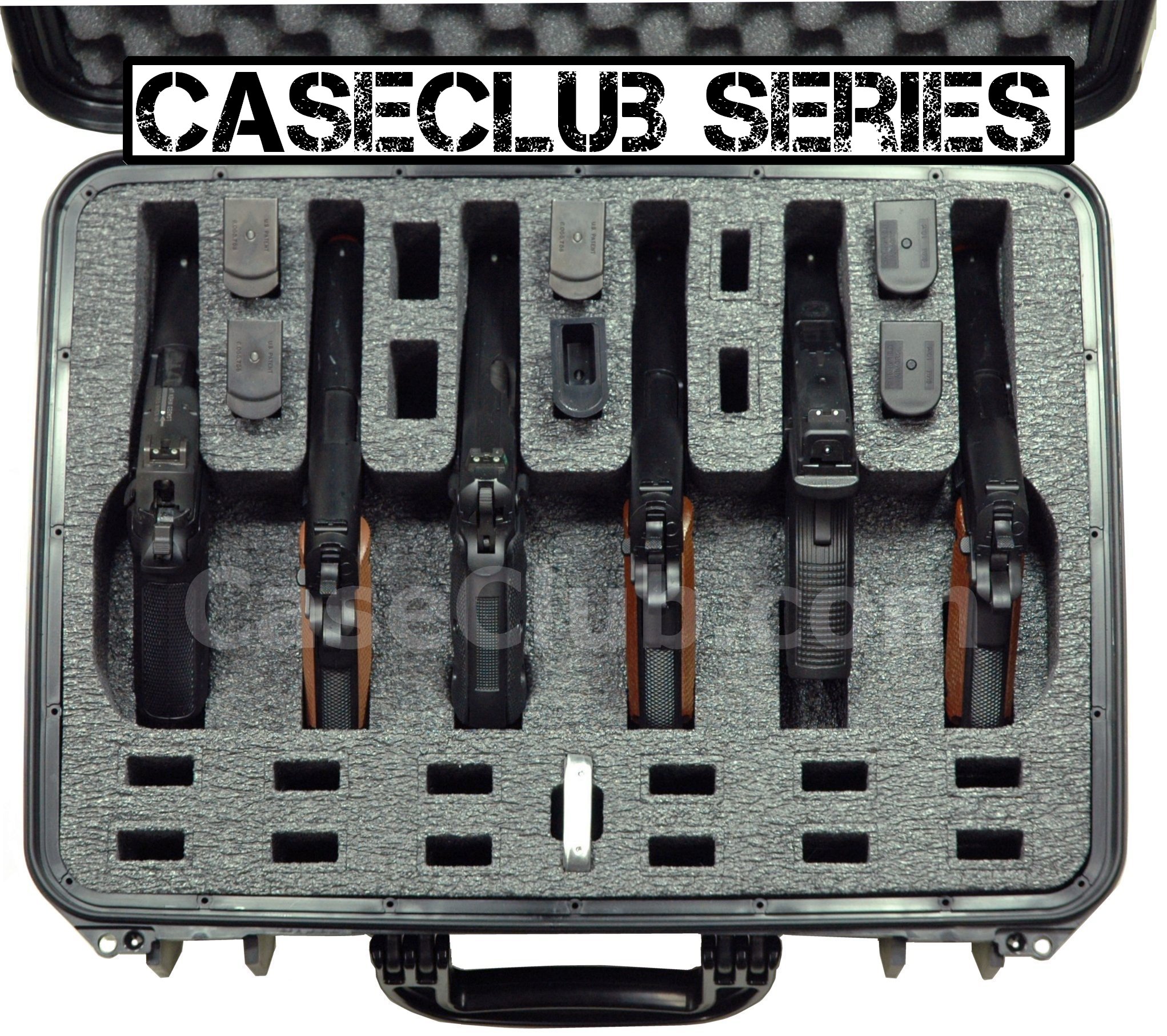 Case Club Waterproof 6 Pistol Case with Silica Gel & Heavy-Duty Foam