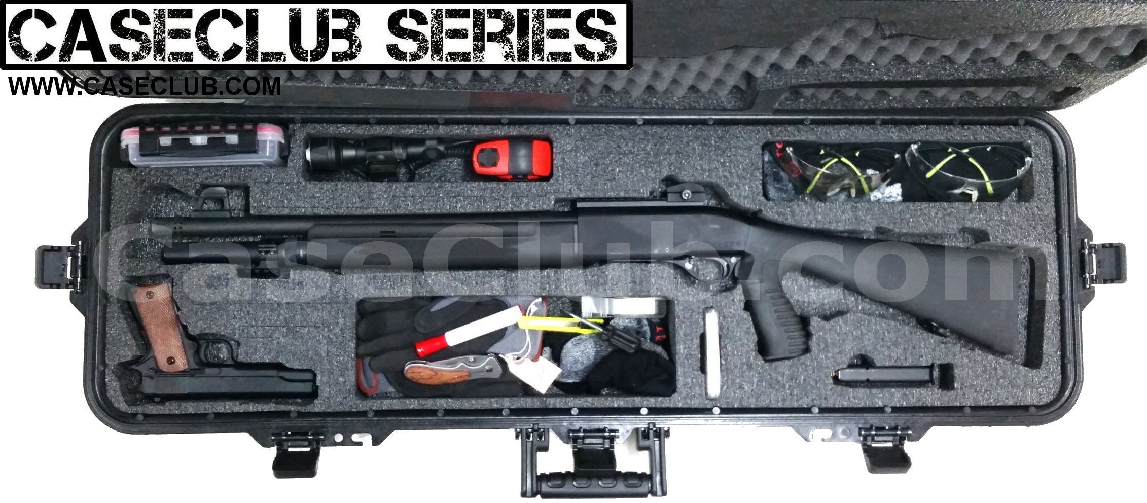 Case Club Waterproof Tactical Shotgun Case with Silica Gel & Accessory Box