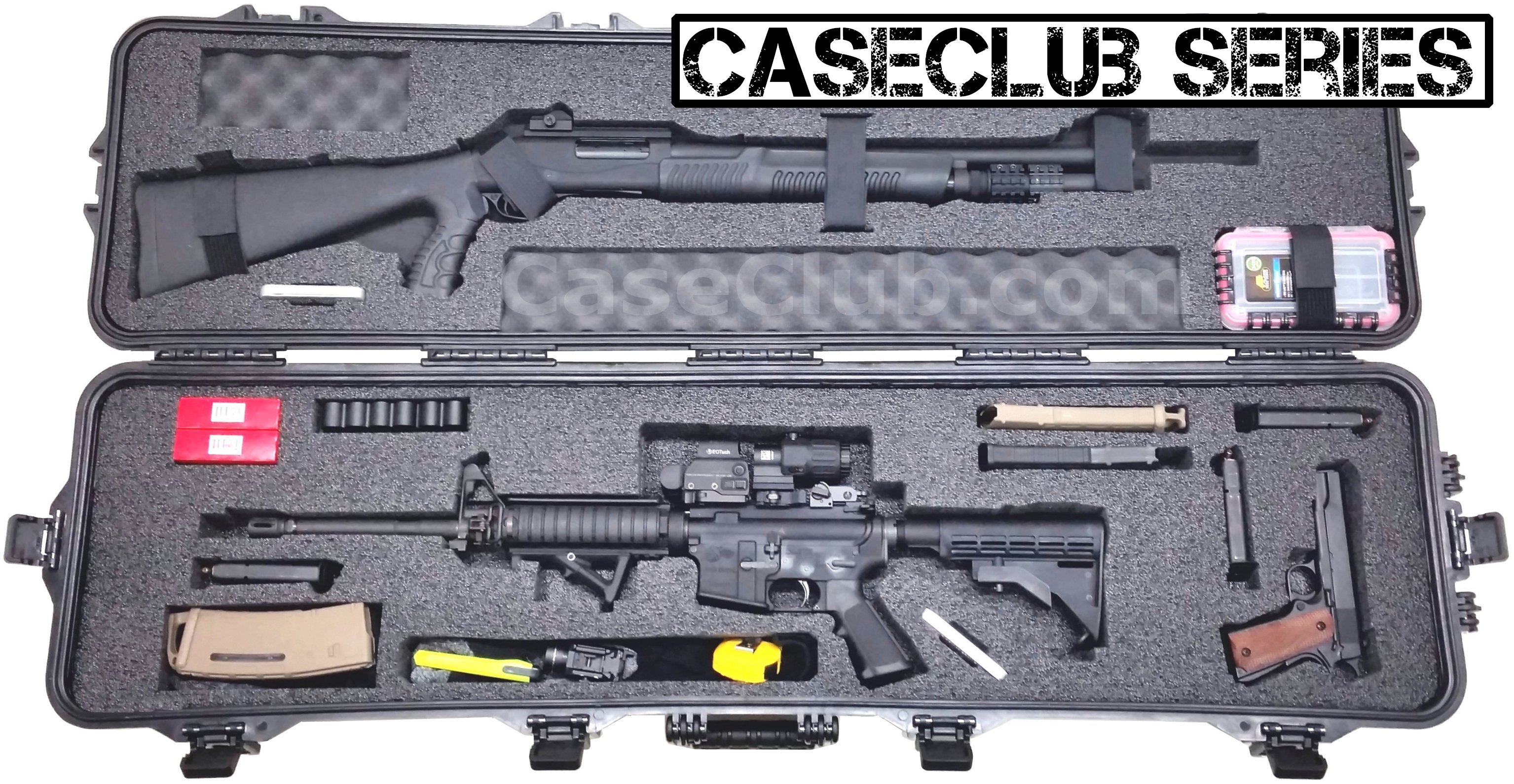 Case Club Waterproof 3 Gun Competition Case for Rifle, Shotgun & Pistol