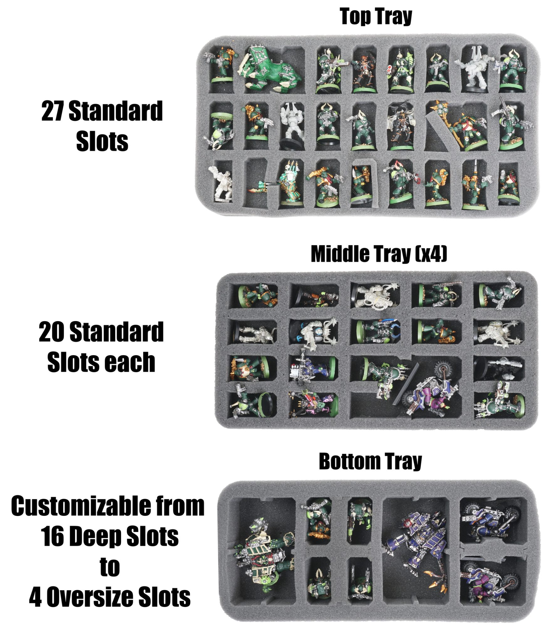 Case Club 123+ Miniatures Top Loading Carry Case | Pre-Cut Figurine Box